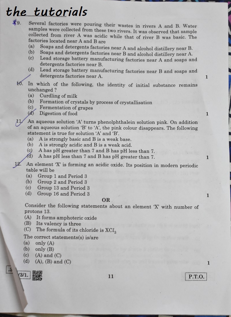 CBSE 10 Science Question Paper- March 2020 - Online tutorials