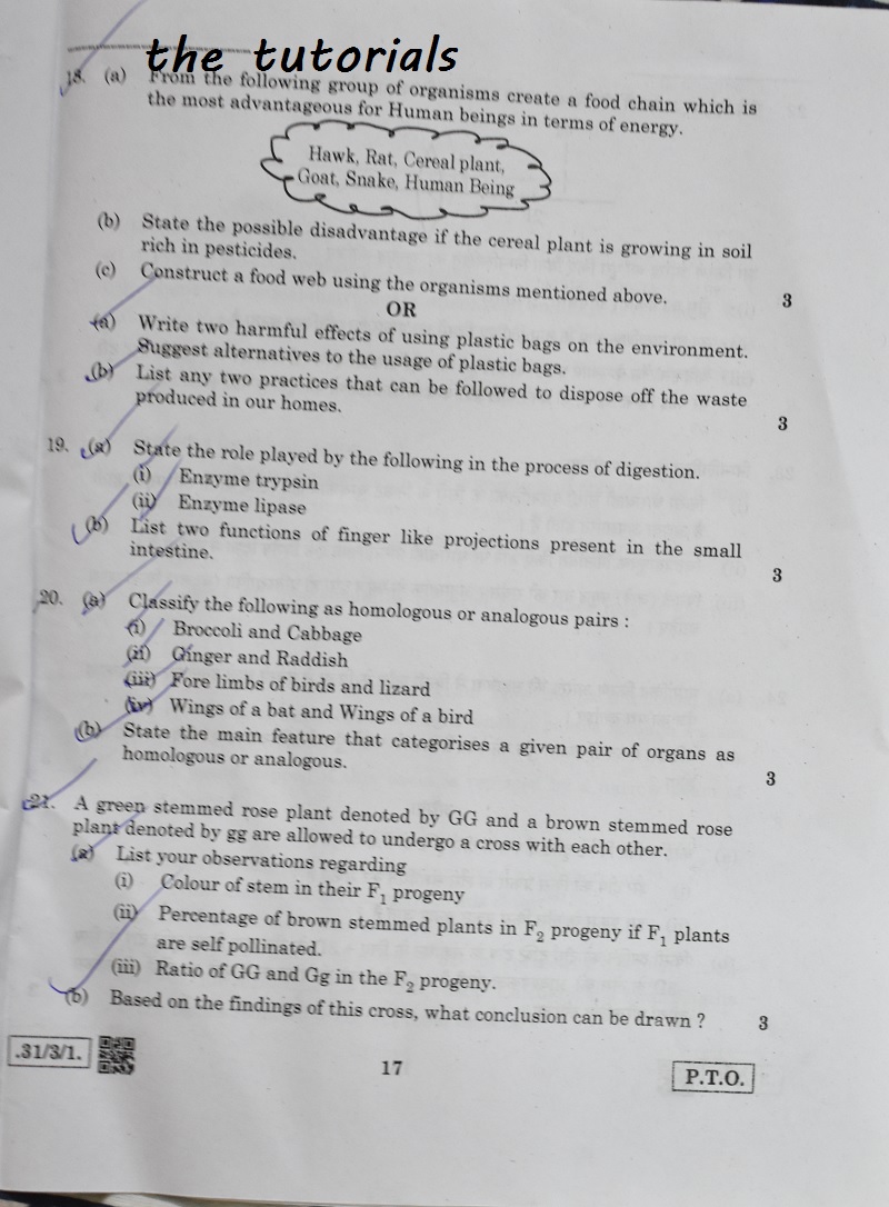 CBSE 10 Science Question Paper- March 2020 - Online tutorials